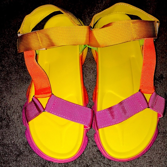 Shoes | Brand New Neon Strappy Sandals 85 Raver | Poshmark